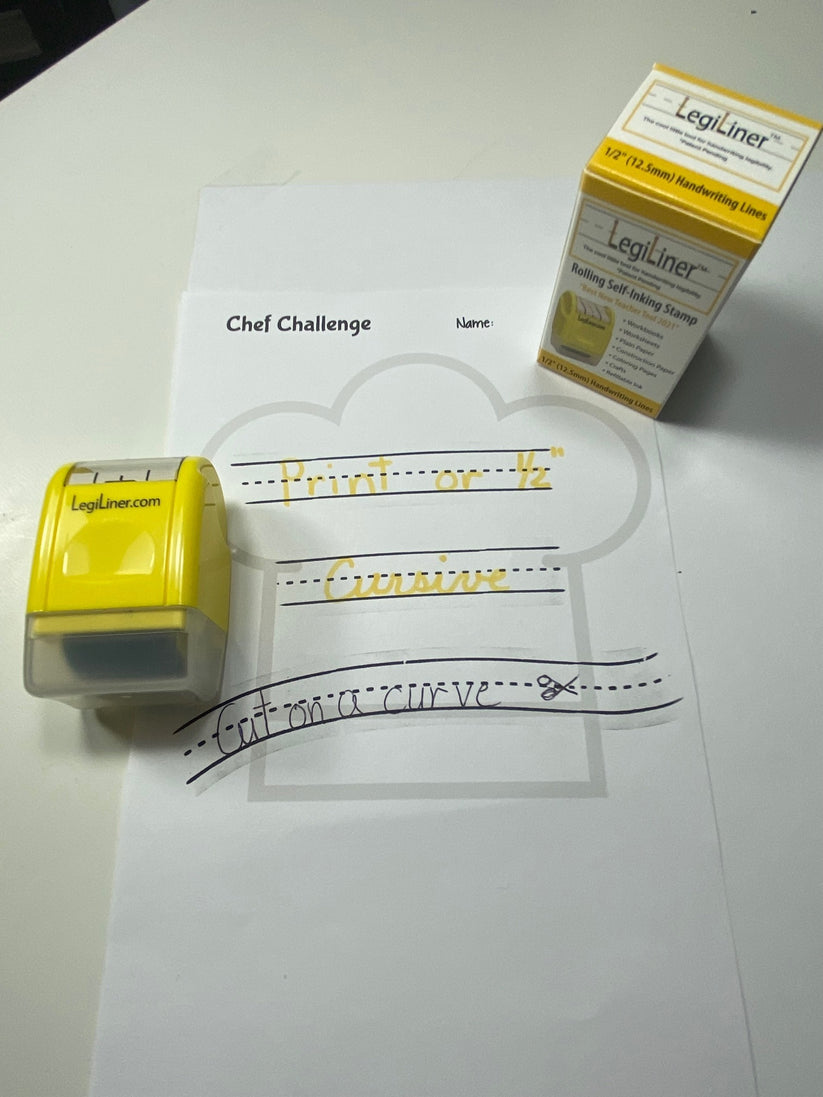 Self-Inking Teacher Stamp-1/2" Dashed Handwriting Lines Roller Stamp ...