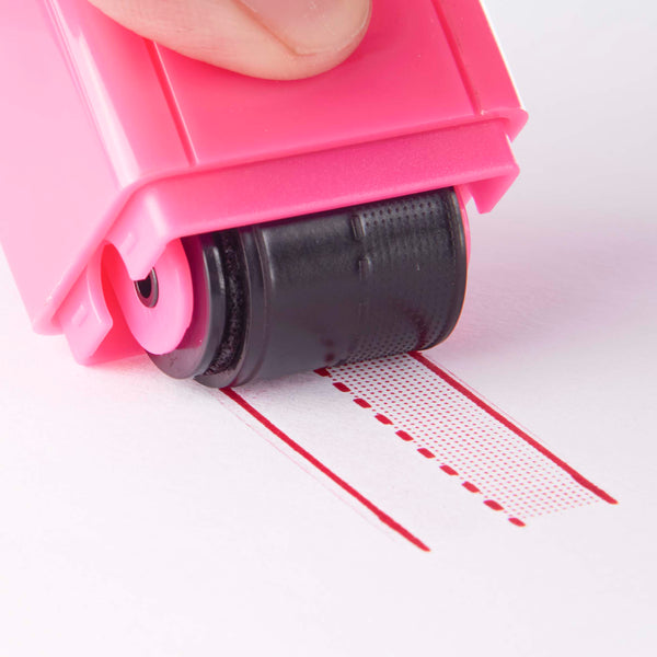 Self-Inking Teacher Stamp-3/4" Pink Shaded Handwriting Lines Roller ...
